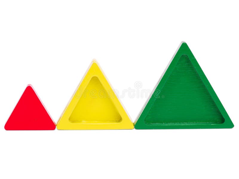 Three Different Triangles in a Row on a White Isolated Background Stock ...