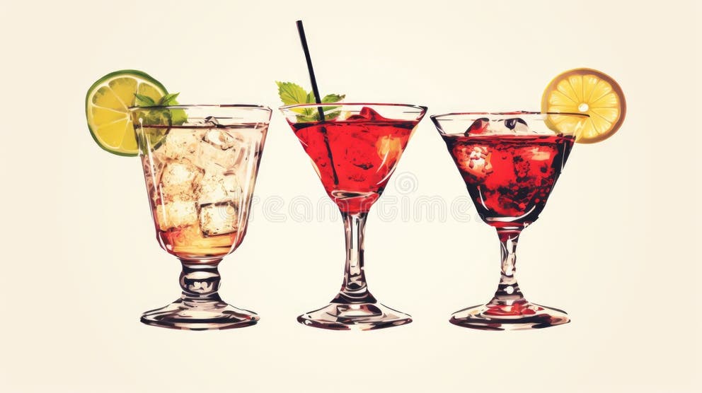 Three Different Types of Alcoholic Beverages, Suitable for Bar or ...