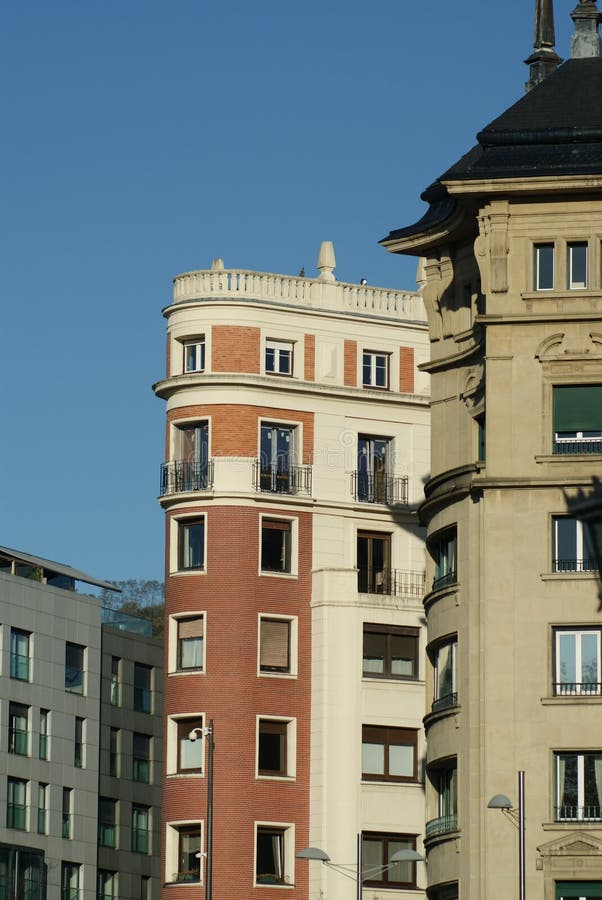 Three Different Types of Buildings and Architecture with Blue Sky in ...