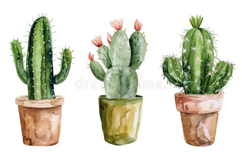 Three Different Types of Cactus Plants in Pots. Suitable for Home Decor ...