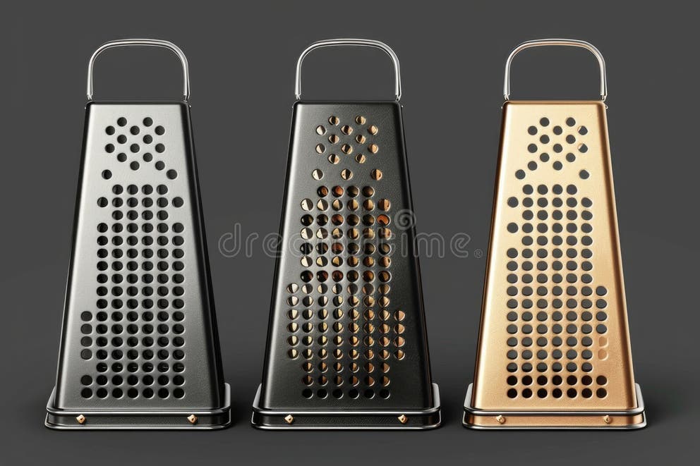 Three Different Types of Cheese Graters on a Gray Background, Useful ...