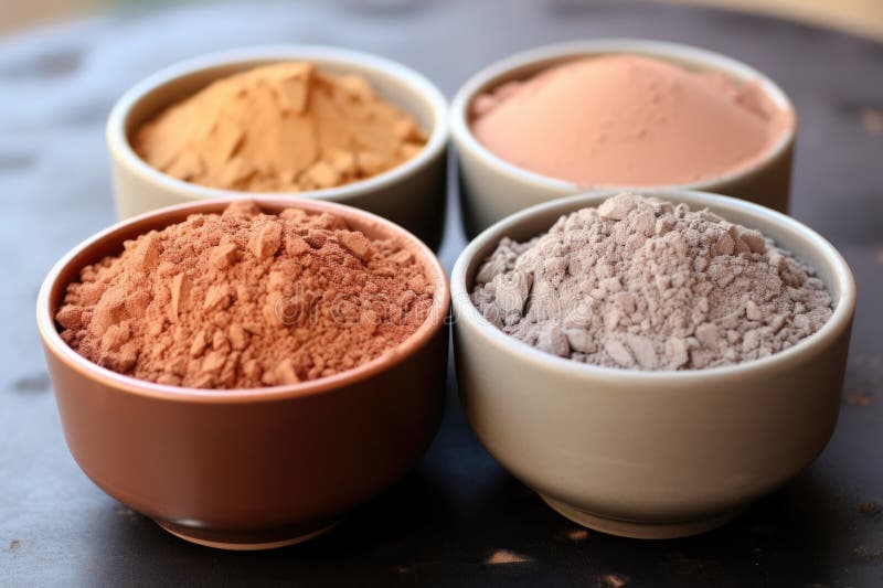 Three Different Types of Clay in Small Bowls Stock Image - Image of ...