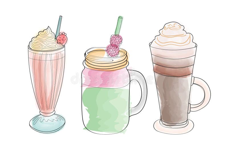 Three Different Types of Drinks Displayed Stock Image - Image of cups ...