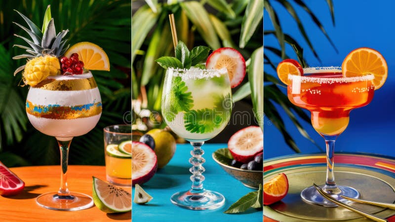 Three Different Types of Drinks are Shown in Glasses on a Table, AI ...