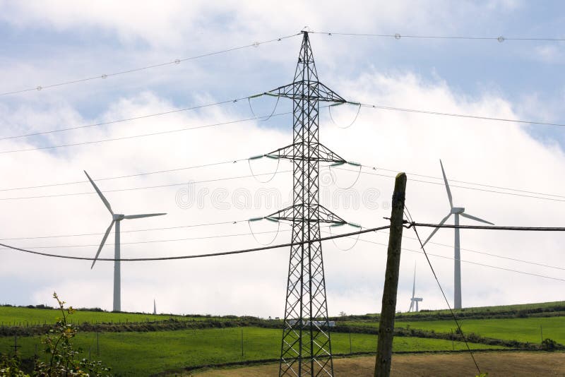 Three Different Types of Energy, Old Electric Post, Modern Electric ...