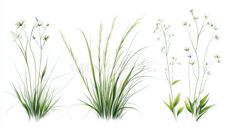 Three Different Types of Grasses are Shown in a Row Stock Photo - Image ...