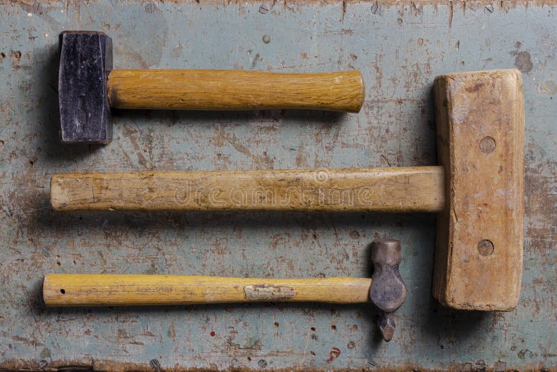 Three Different Types of Hammers Flat Lay Stock Photo - Image of ...