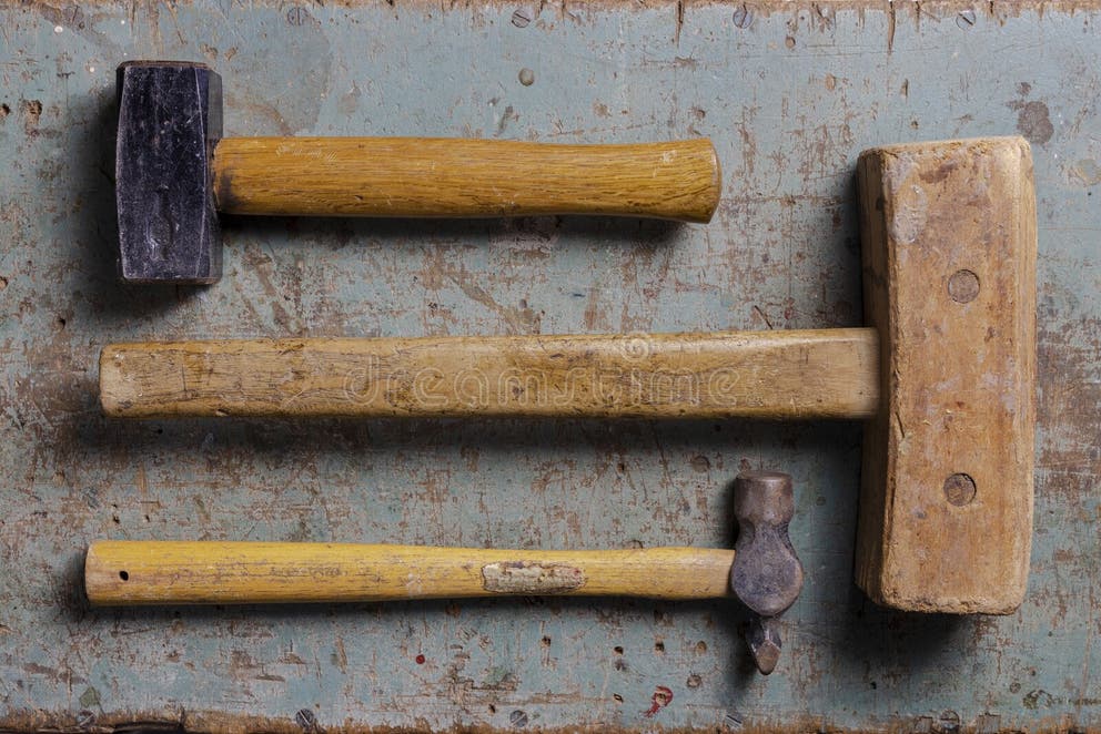 Three Different Types of Hammers Flat Lay Stock Photo - Image of ...