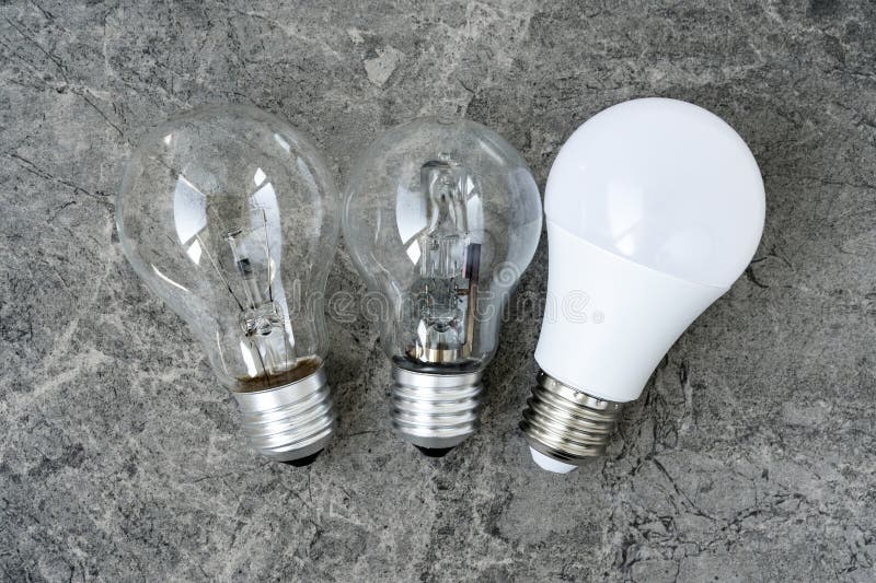 Tungsten,halogen and LED Light Bulbs Stock Image - Image of ...