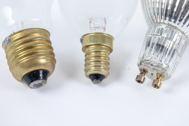 Three Different Types Of Light Sources / Lamp Sockets. Stock Photo ...