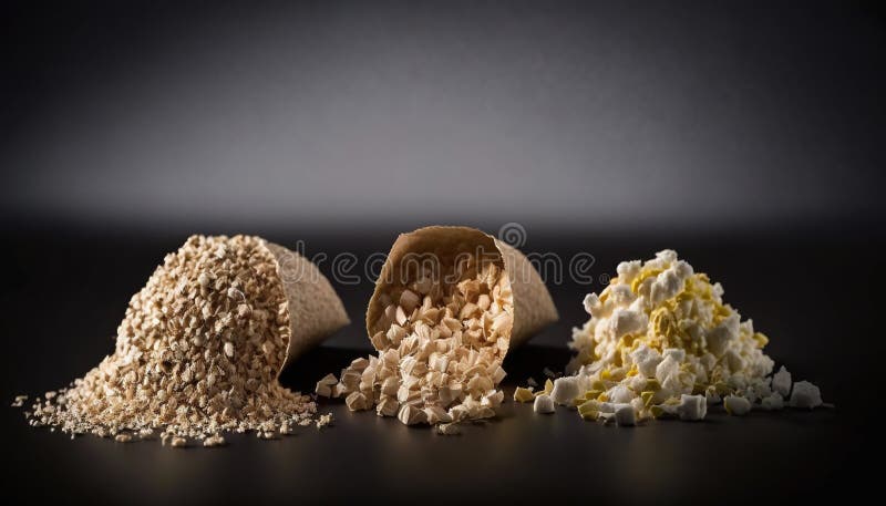Three Different Types of Popcorn on a Black Table with a Dark ...