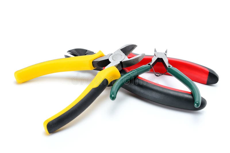 Side Cutters with Black and Yellow Isolated Handles on White Background ...