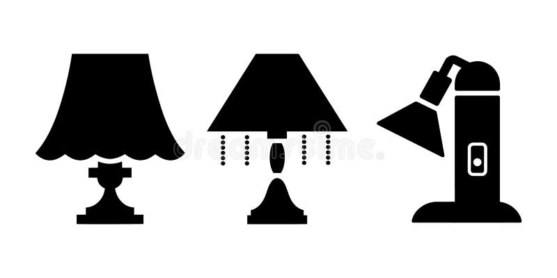Three Different Types of Table Lamps Silhouettes Stock Vector ...