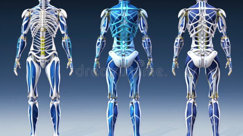 Three Different Views of a Human Skeleton. Generative AI Image. Stock ...