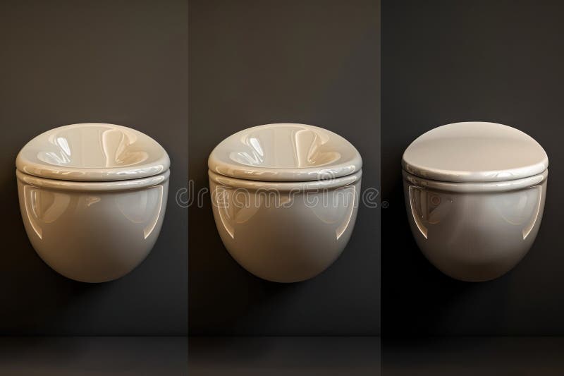 Three Different Views of a Toilet and Sink in Various Settings Stock ...