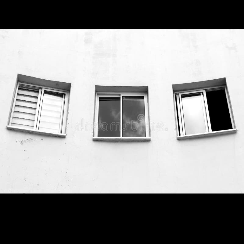 Three Different Windows on White Background Stock Photo - Image of ...