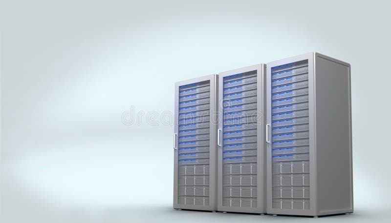 Three Digital Grey Server Towers Stock Illustration - Illustration of ...