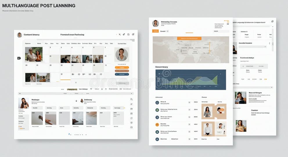 Three Digital Interface Screens Display a Social Media Management ...