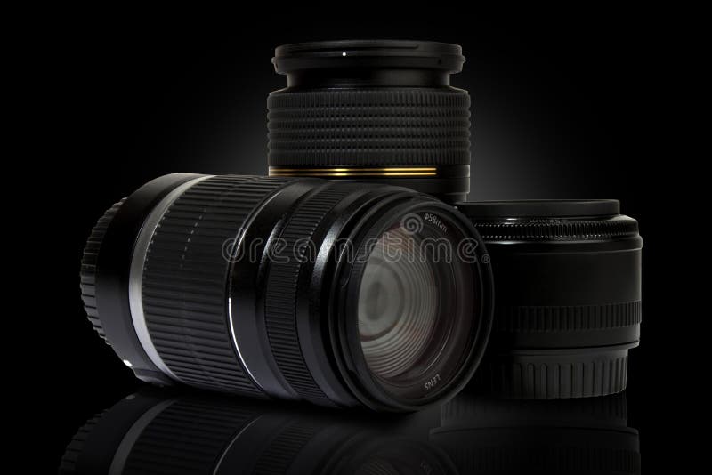 Three digital lenses stock image. Image of digital, professional - 13710101