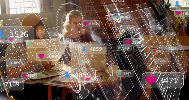 Three Digital Marketing Team Reviewing Laptop and Analyzing Follower ...