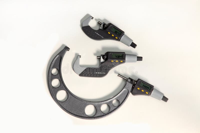 Three Digital Measuring Instruments Stock Image - Image of iron ...