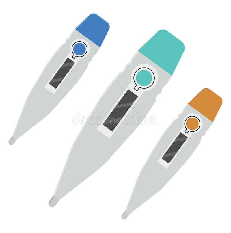 Three Digital Thermometers, Icon Stock Vector - Illustration of ...