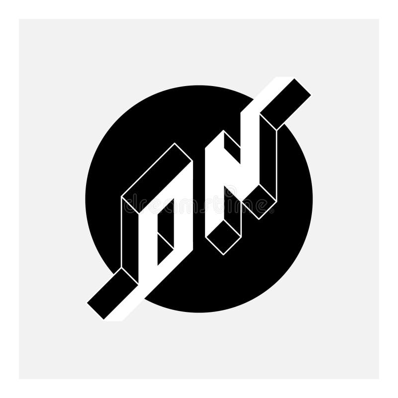 Three-dimension Letters O and N on a Round Substrate. Isometric 3d Font ...