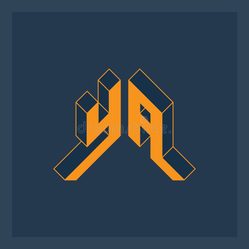 Three-dimension Letters Y and a. Isometric 3d Font for Design. YA ...