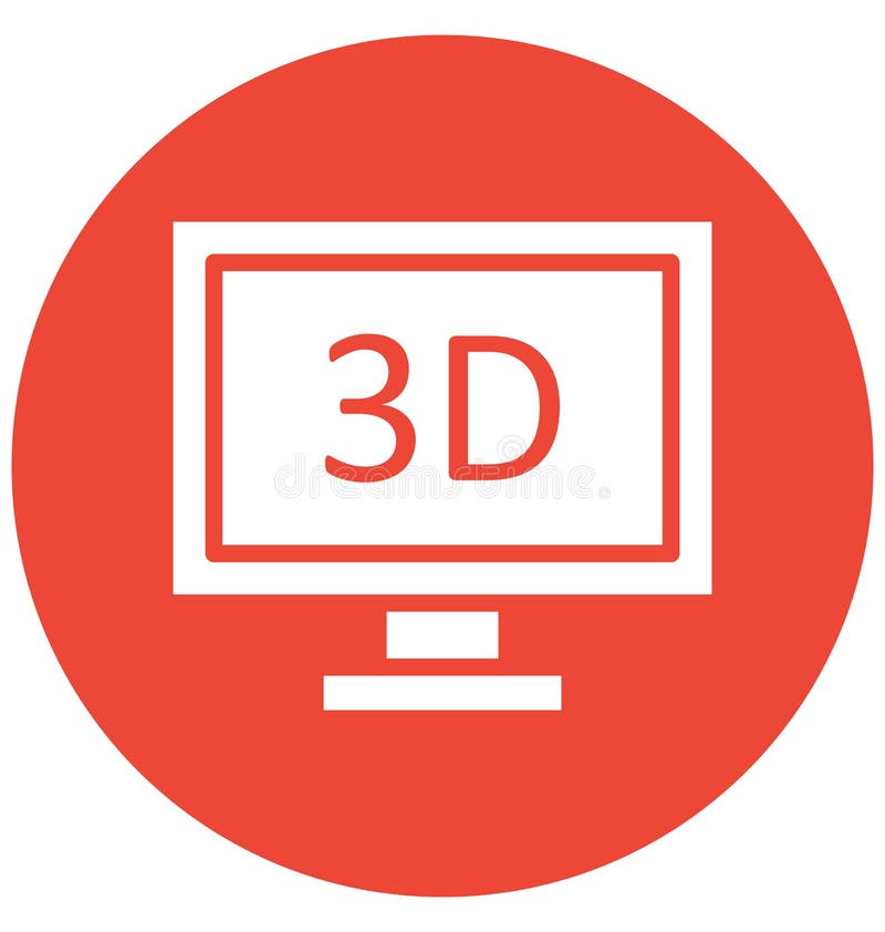 Three Dimension Monitor Isolated Vector Icon Which Can Easily Modify or ...