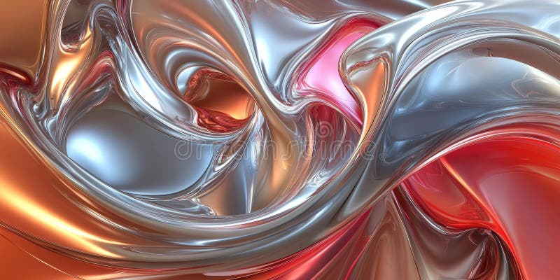 Three-dimensional Abstract Background with Swirling Metallic Silver ...