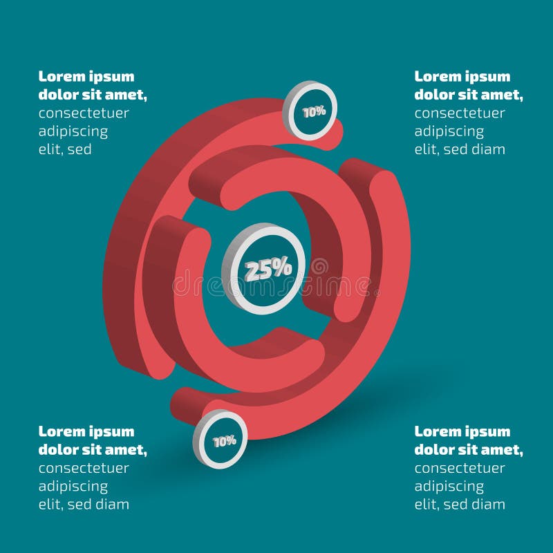 Three Dimensional Circle Shape Infographic Stock Vector - Illustration ...