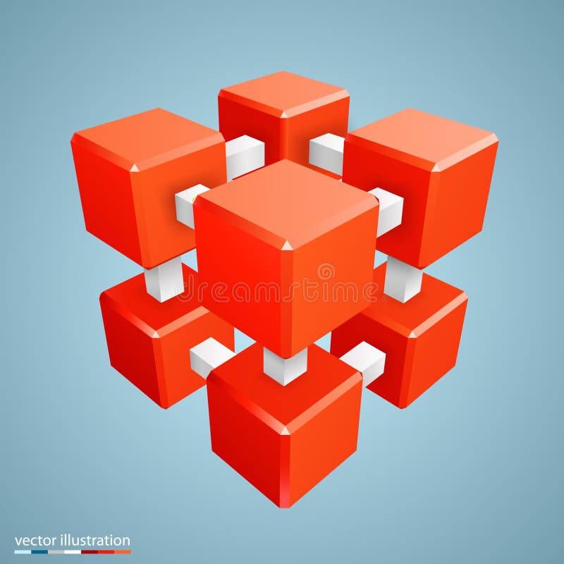 Three-dimensional Abstract Orange Cube Stock Vector - Illustration of ...