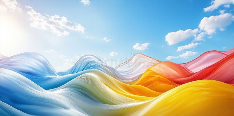 Three-dimensional Abstract Rainbow Mountains - 3D Rendered Digital Art ...