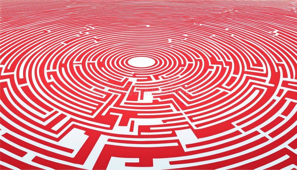 Three Dimensional Abstract Red and Orange Geometric Maze Pattern Design ...