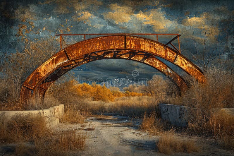 Three-dimensional Arch Rusty Bridge Isometric. Generate AI Stock Image ...