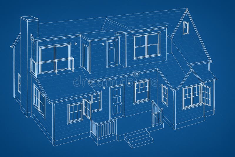 Detailed Architectural Blueprint of a Residential House with Cross ...