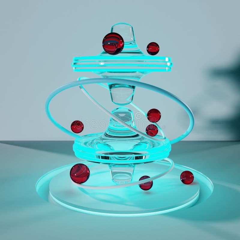 Abstract Illustration of 3D Geometric Shapes and Different Reflection ...