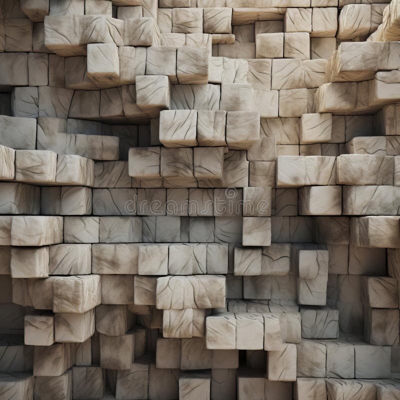 Three-dimensional Ashlar Pattern with Wooden Block Composition Stock ...