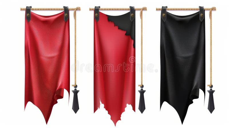 Three-dimensional Banners with Red, Black and Triangle Pennants Hanging ...