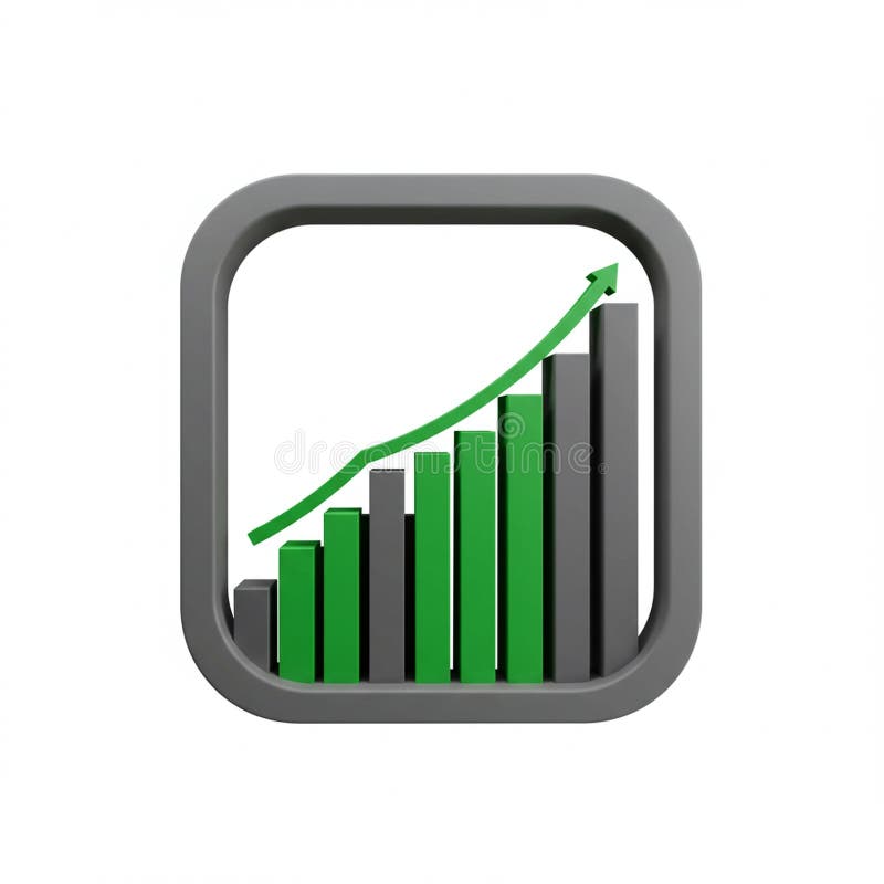 Three-dimensional Bar Chart Icon Featuring Alternating Green and Black ...