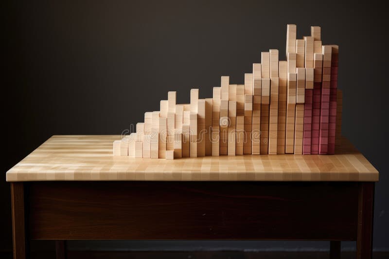 A Three-dimensional Bar Chart Made of Wooden Blocks on a Table Stock ...