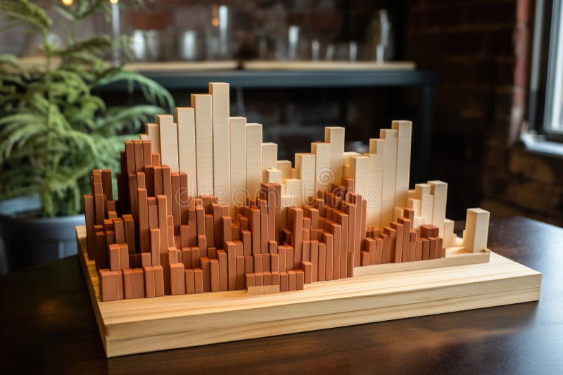 A Three-dimensional Bar Chart Made of Wooden Blocks on a Table Stock ...