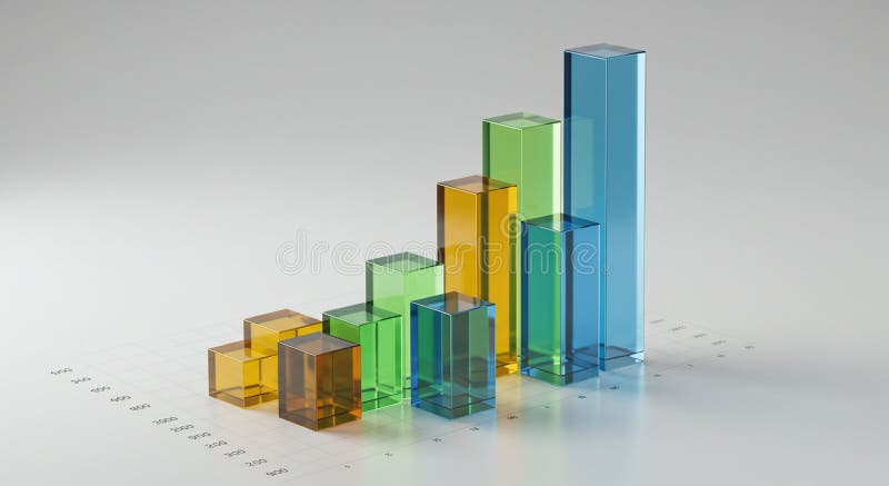 Three-dimensional Bar Chart with Transparent, Colorful Blocks. Bars ...