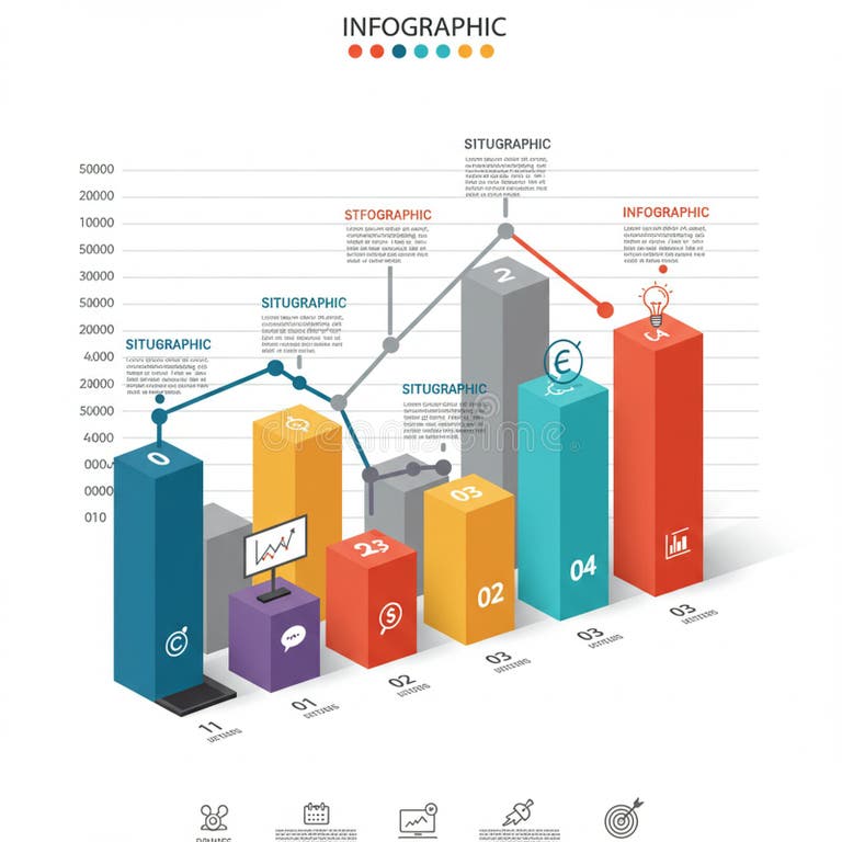 Three-dimensional Bar Graph Infographic with Vertical Bars Displaying Numerical Data. Stock ...