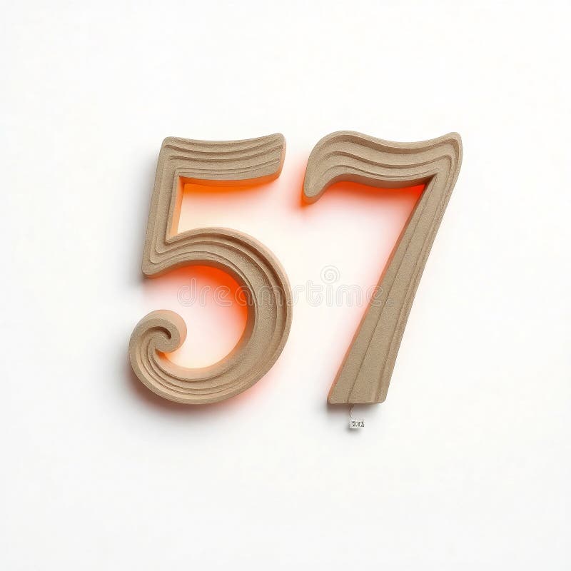 3d Beige Like Metal Symbol Fifty Seven, 57, on White Background ...
