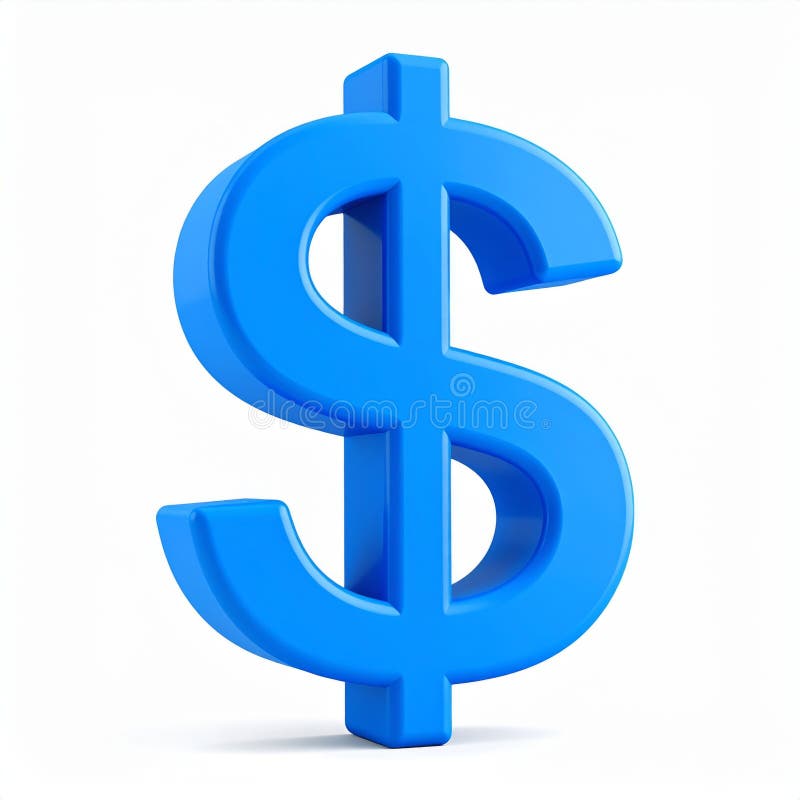 Sky Blue 3d Dollar Symbol. Metal Font with Glossy Reflections and ...