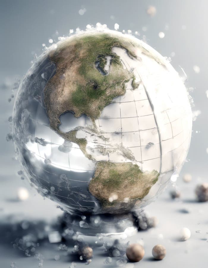 Three Dimensional Blue Earth Global Planet Map Globe Background Sphere ...