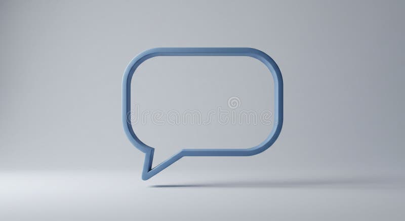 A Three-dimensional, Blue Speech Bubble Stands Against a Neutral Grey ...