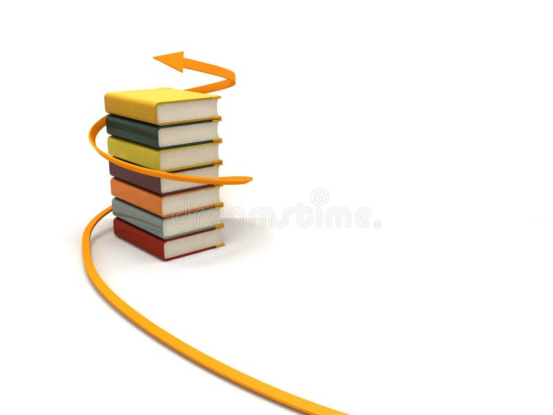 Three Dimensional Books Wrapped with Arrow Stock Illustration ...
