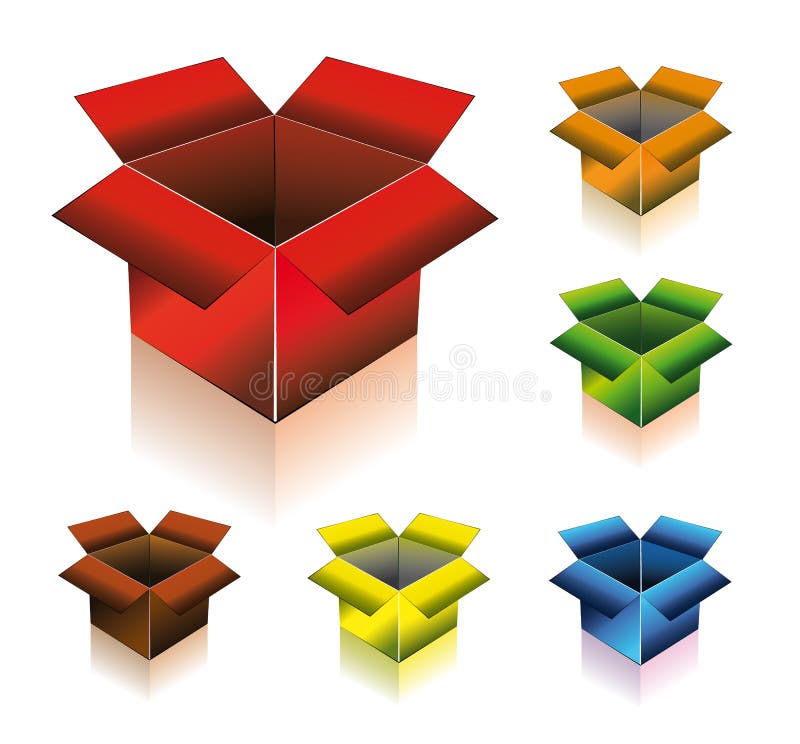 Three Dimensional Open Box stock vector. Illustration of cartoon - 10192126